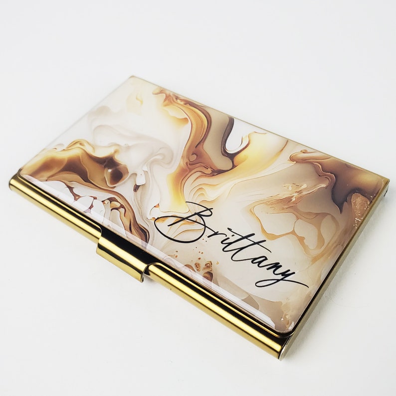 Personalized Business Card Case Gold Marble Card Holder - Etsy
