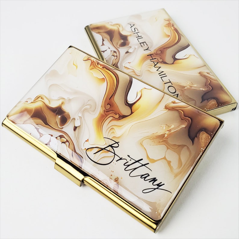 Personalized Business Card Case Gold Marble Card Holder - Etsy