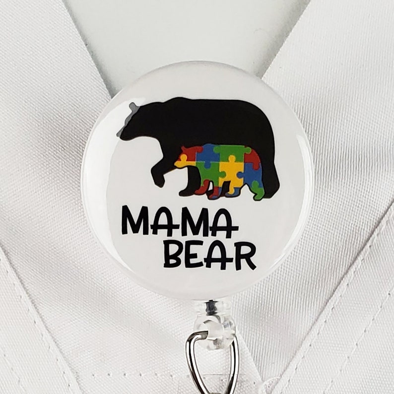 Autism Awareness Badge Reel Mama Bear Badge Holder | Etsy