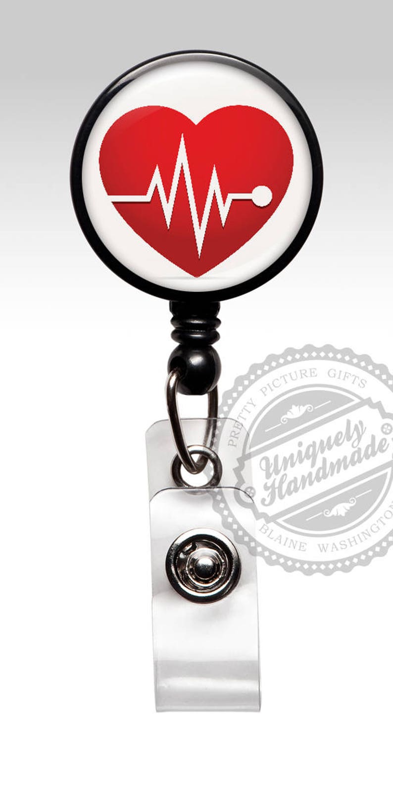 Cardiology Badge Reel Red Heart Retractable ID Badge Holder | Etsy