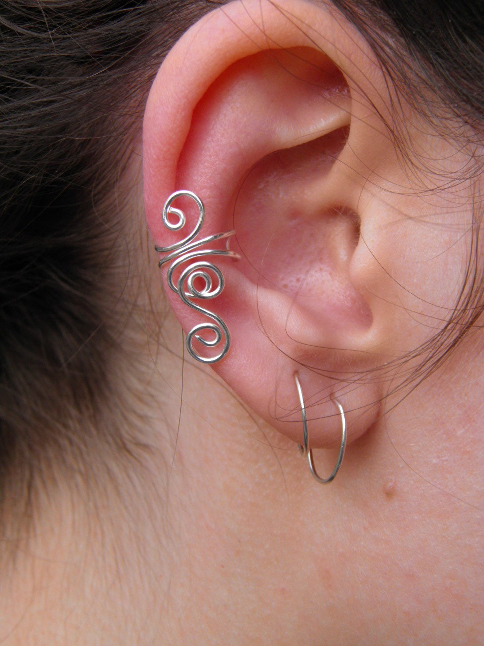 Ear Cuff... "whimsical" Silver Wire Wrapped Ear Cuff. - Etsy