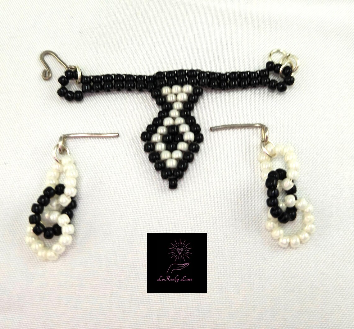 Beaded Tie Necklace and Earring Set for 1:6 Scale Fashion Dolls ...
