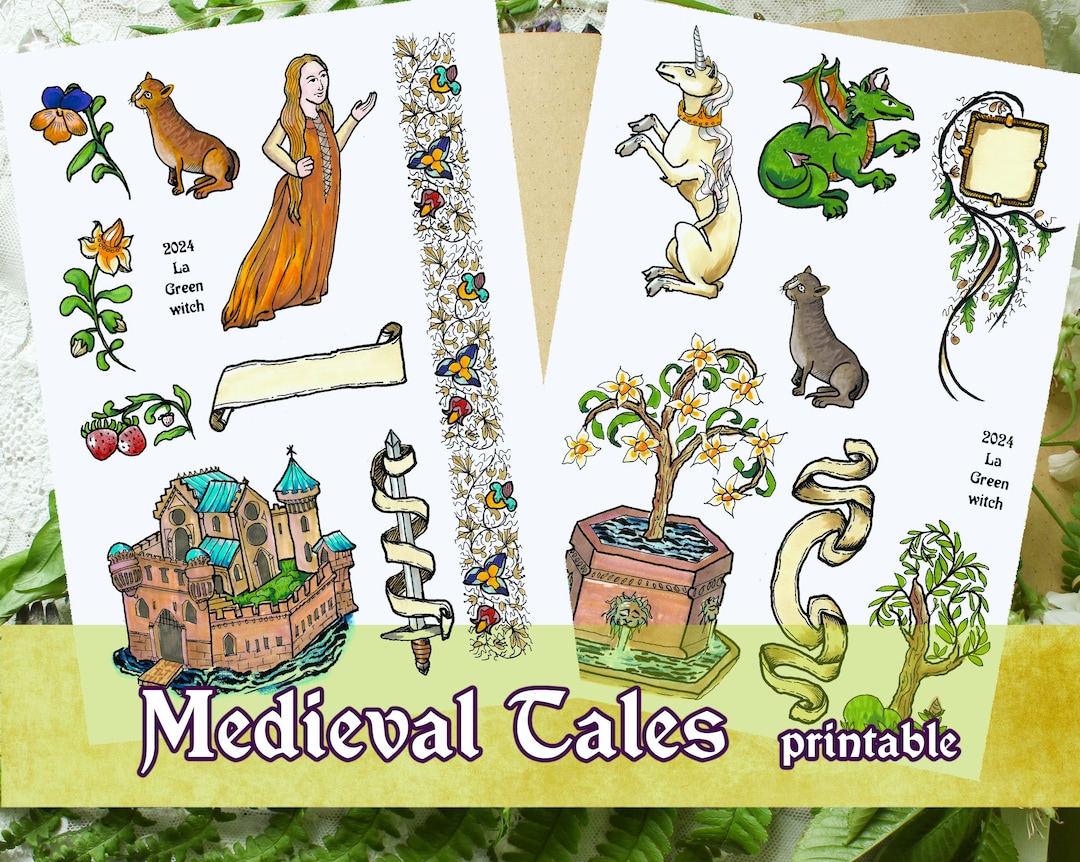 Medieval Tales Printable Kit. for Your Bujo, Bullet Journal, Hobonichi ...