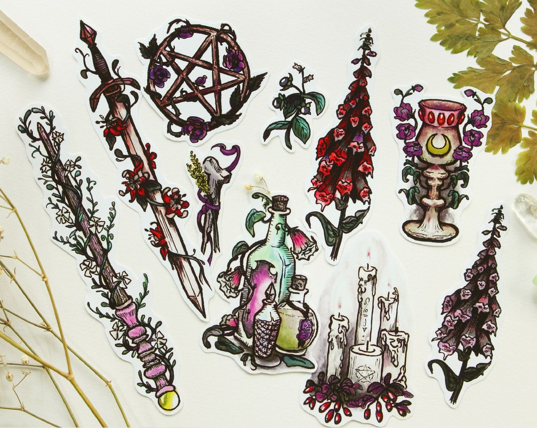 Set 10 Stickers goth Witch for Bujo Bullet Journal Grimoire Wicca ...