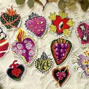 Set 11 Stickers ex Voto for Bujo Bullet Journal Grimoire Sacred Heart ...