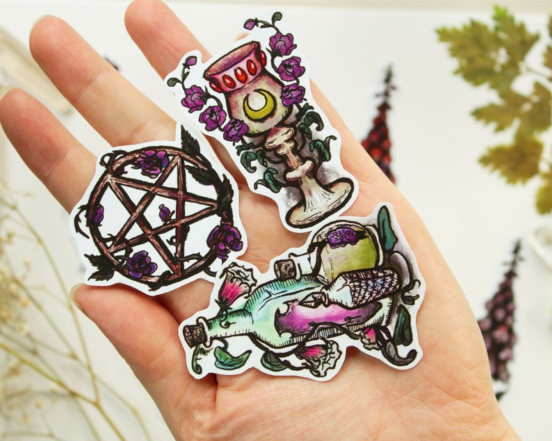 Set 10 Stickers goth Witch for Bujo Bullet Journal - Etsy