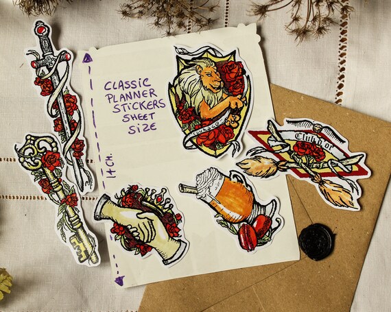 Stickers Set LION HOUSE bujo bullet journal grimoire witchy pack bundle ...