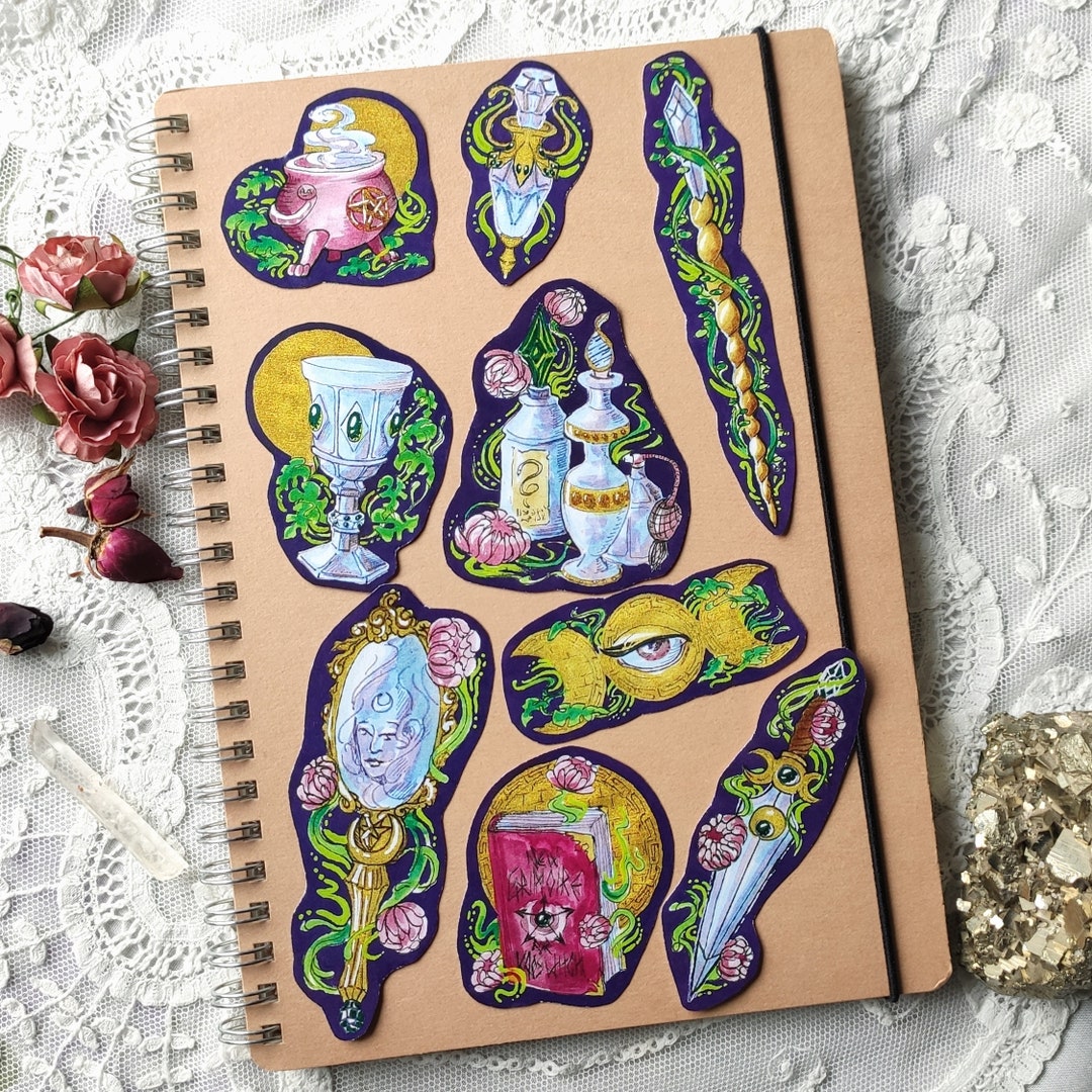 Set 9 Stickers wiccan Witch for Bujo Bullet Journal Grimoire Wicca ...