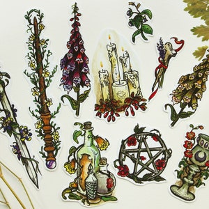 Set 10 Stickers goth Witch for Bujo Bullet Journal Grimoire Wicca ...