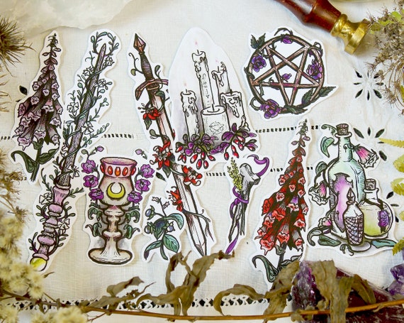 Set 10 Stickers goth Witch for Bujo Bullet Journal - Etsy