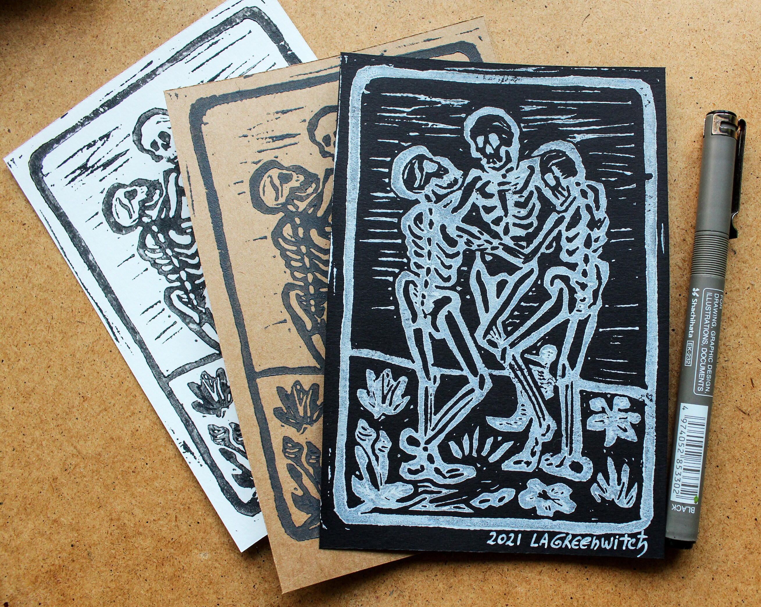 Wood & Linocut Prints Prints Dance of death Danse macabre Linocut print ...
