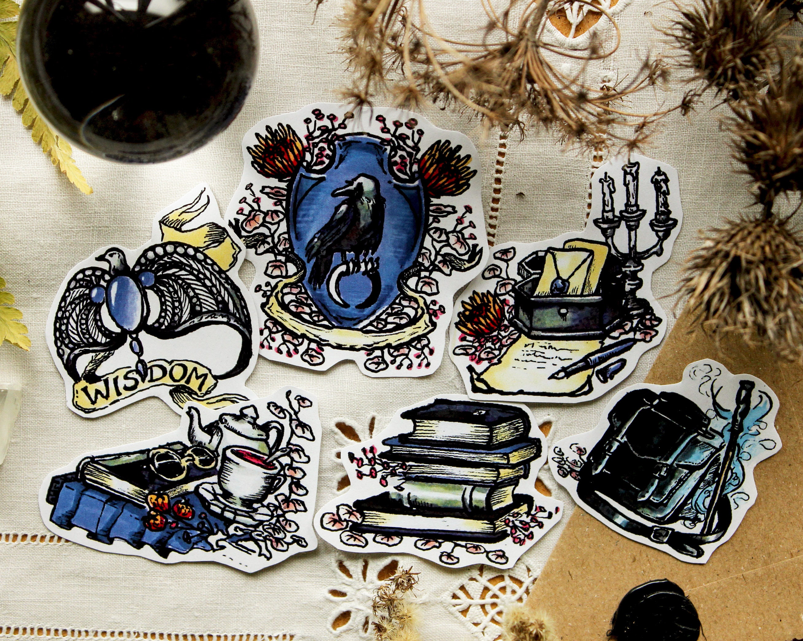 Stickers Set LION HOUSE bujo bullet journal grimoire witchy pack bundle ...