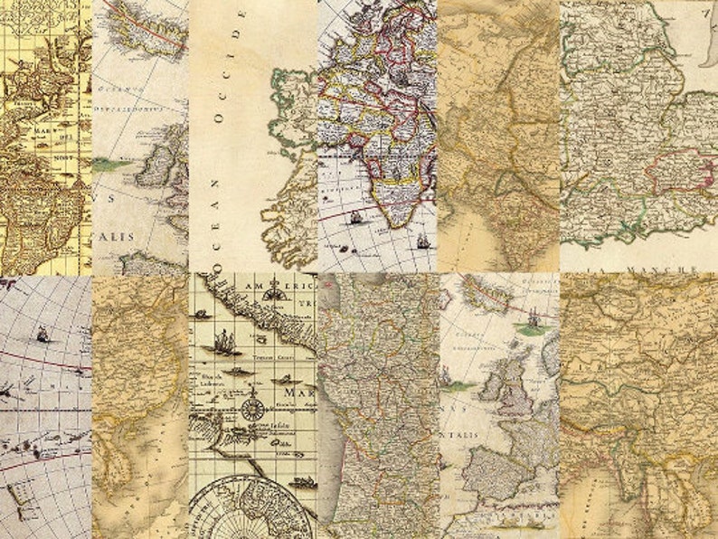 Old Maps Digital Papers Vintage Maps Backgrounds Old Maps | Etsy