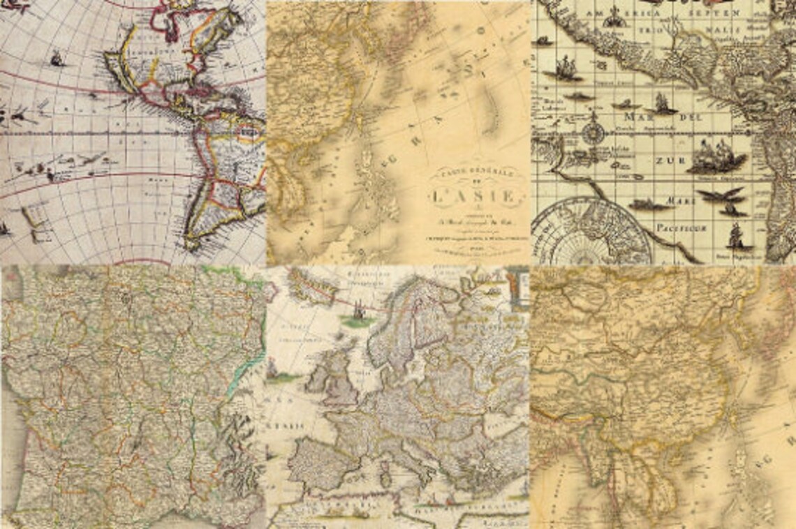 Old Maps Digital Papers Vintage Maps Backgrounds Old Maps | Etsy