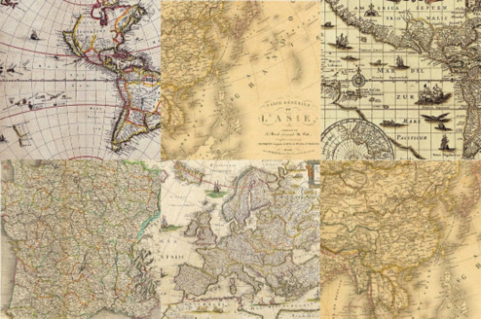 Old Maps Digital Papers Vintage Maps Backgrounds Old Maps | Etsy