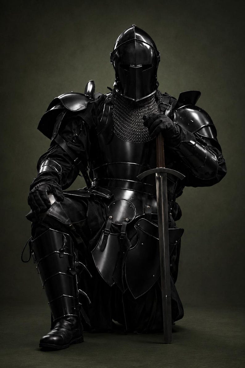 Wearable 18-gauge Steel Knight Armor Suit | Medieval Barbuta Helmet ...