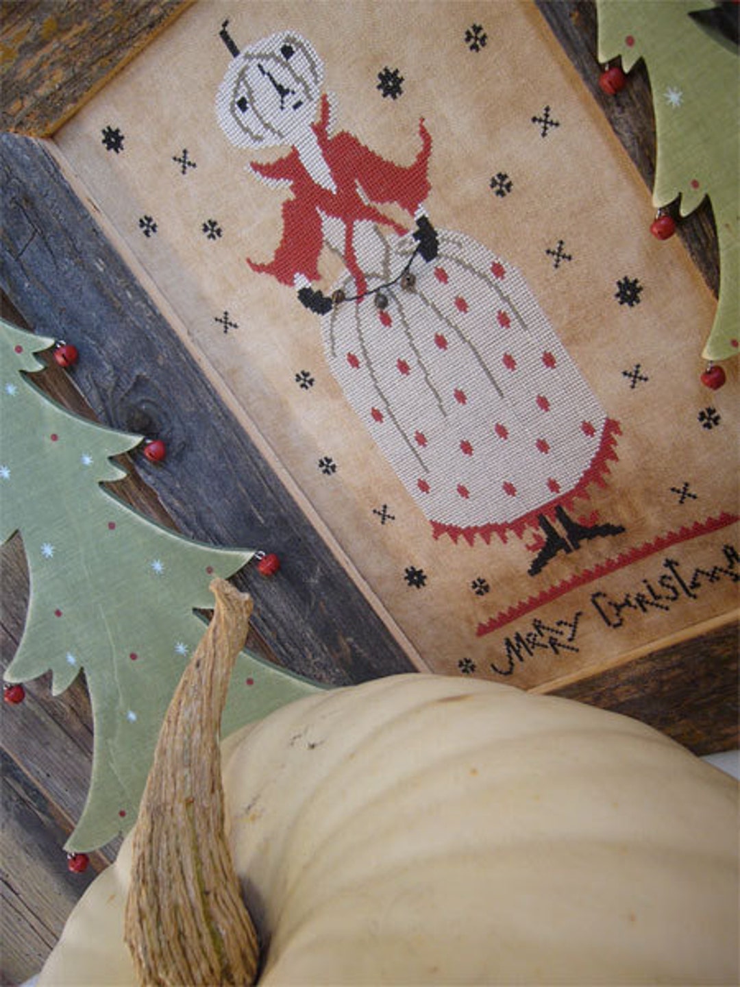 Primitive Cross Stitch Pattern: Christmas Pumpkin Queen - Etsy