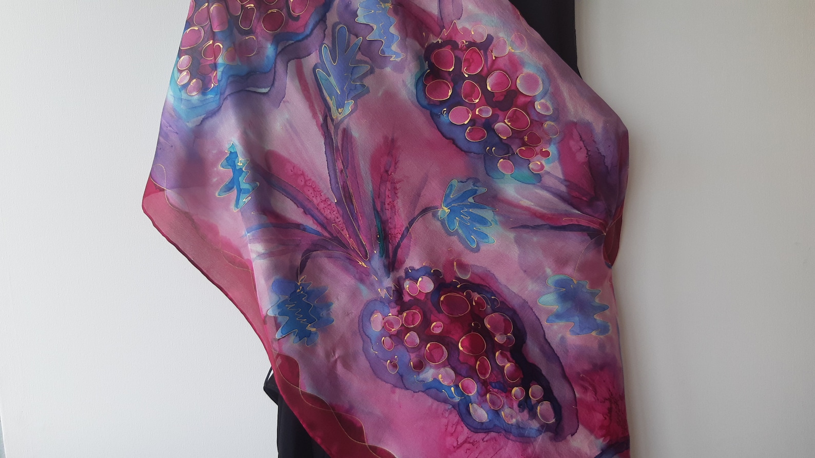 Grapes Hand Painted Silk Scarf for Ladies. Silk Art. Fruit Scarf ...