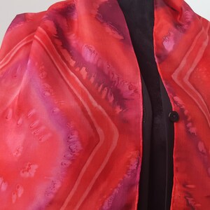 Red Hand Painted Silk Scarf for Ladies. Red, Plum, Burgundy. 14 X 51 in ...