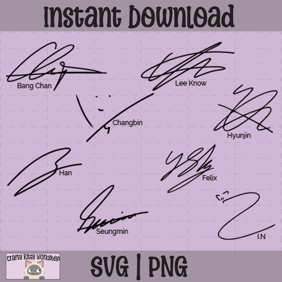 Stray Kids SKZ Members Signatures SVG, PNG File - Etsy