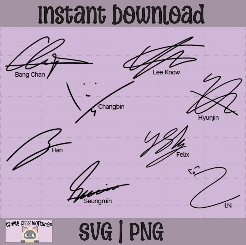 Stray Kids SKZ Members Signatures SVG, PNG File - Etsy