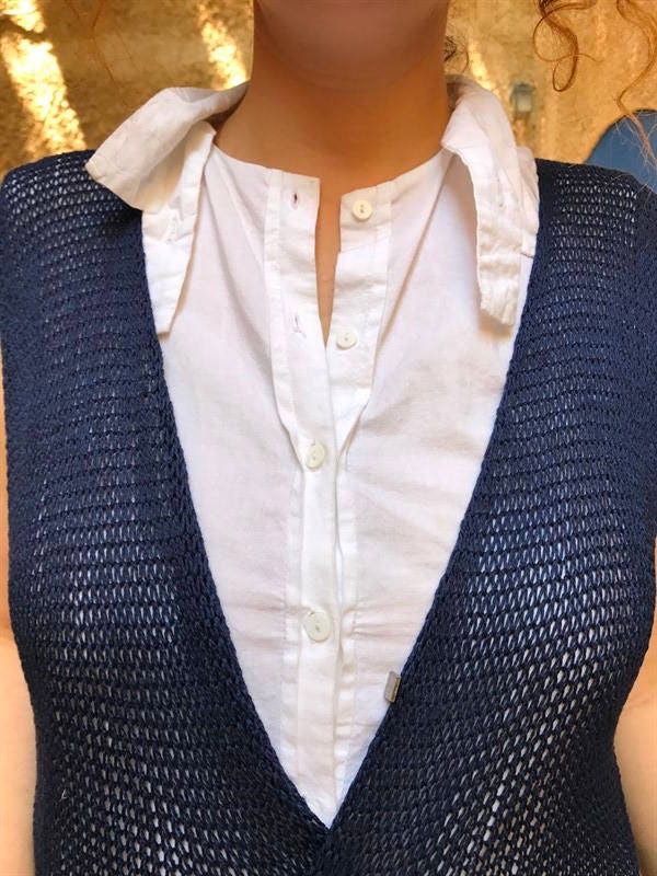 Long Vest Cardigan Dark Blue Summer Fashionindigo Blue Knit - Etsy