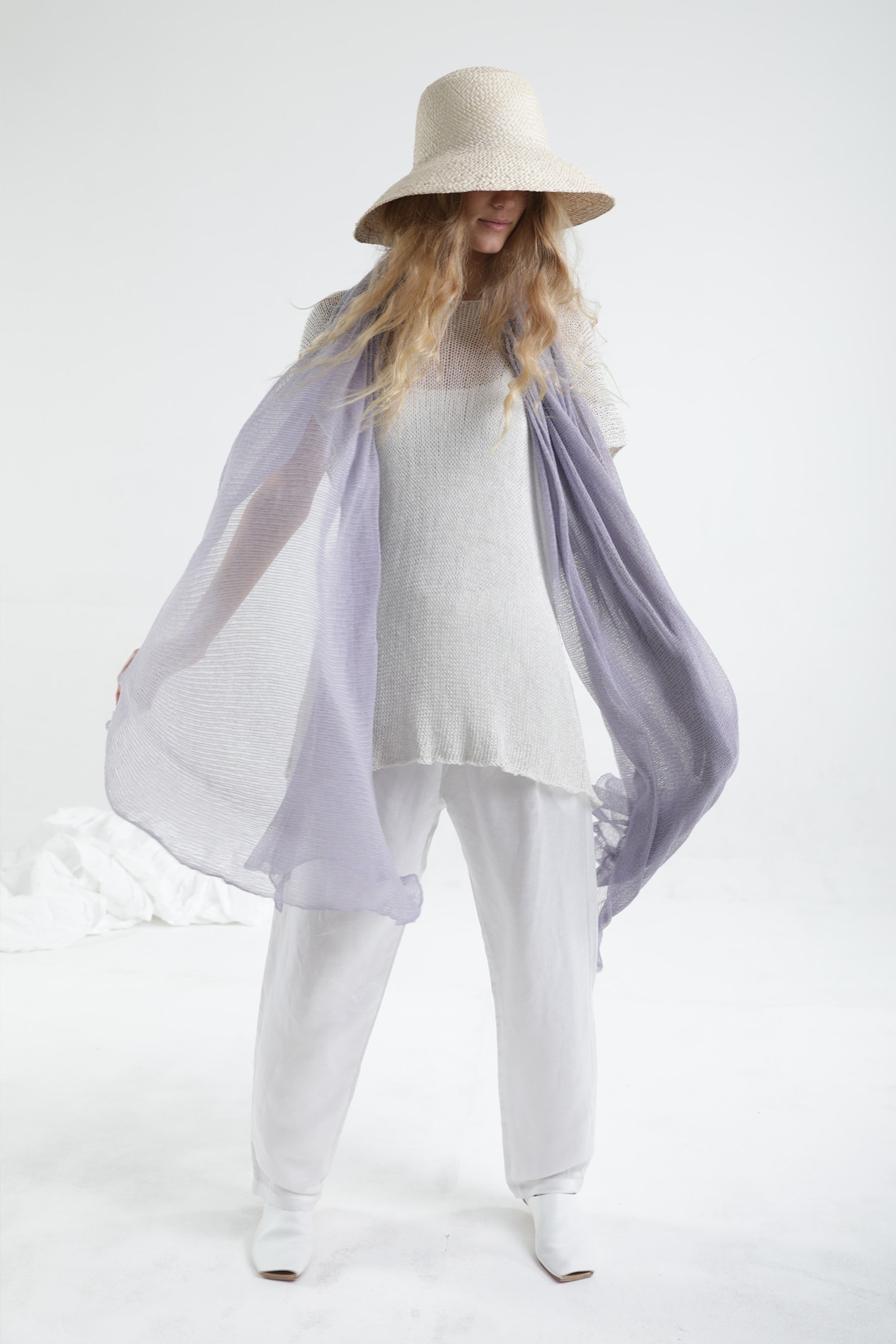 Flowy Lavender Shawl Wrap Long Soft Eyelet Scarf Delicate | Etsy