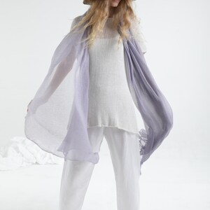 Flowy Lavender Shawl Wrap Long Soft Eyelet Scarf Delicate | Etsy