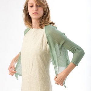 Sheer Green Mint Cropped Cardigan for Women, Dressy Evening Shrugs for ...