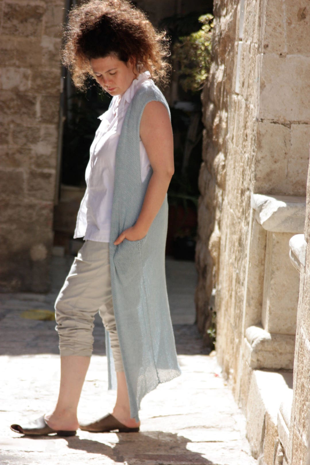 Long Vest Cardigan , Light Blue Summer Fashion,aqua Knit Open Vest - Etsy