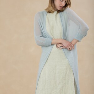 Light Blue Long Cardigan, Hand Knitting Cardigan, Oversized Cardigan ...