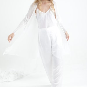 White Long-line Hand Knit Cardigan, Long Sleeve Light Cardigan, Organic ...