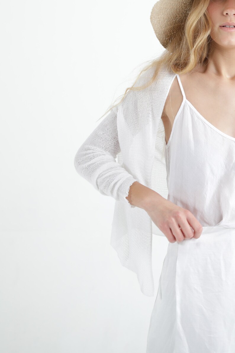 White Sheer Bridal Cardigan Wedding Cardigan Hand Knit - Etsy