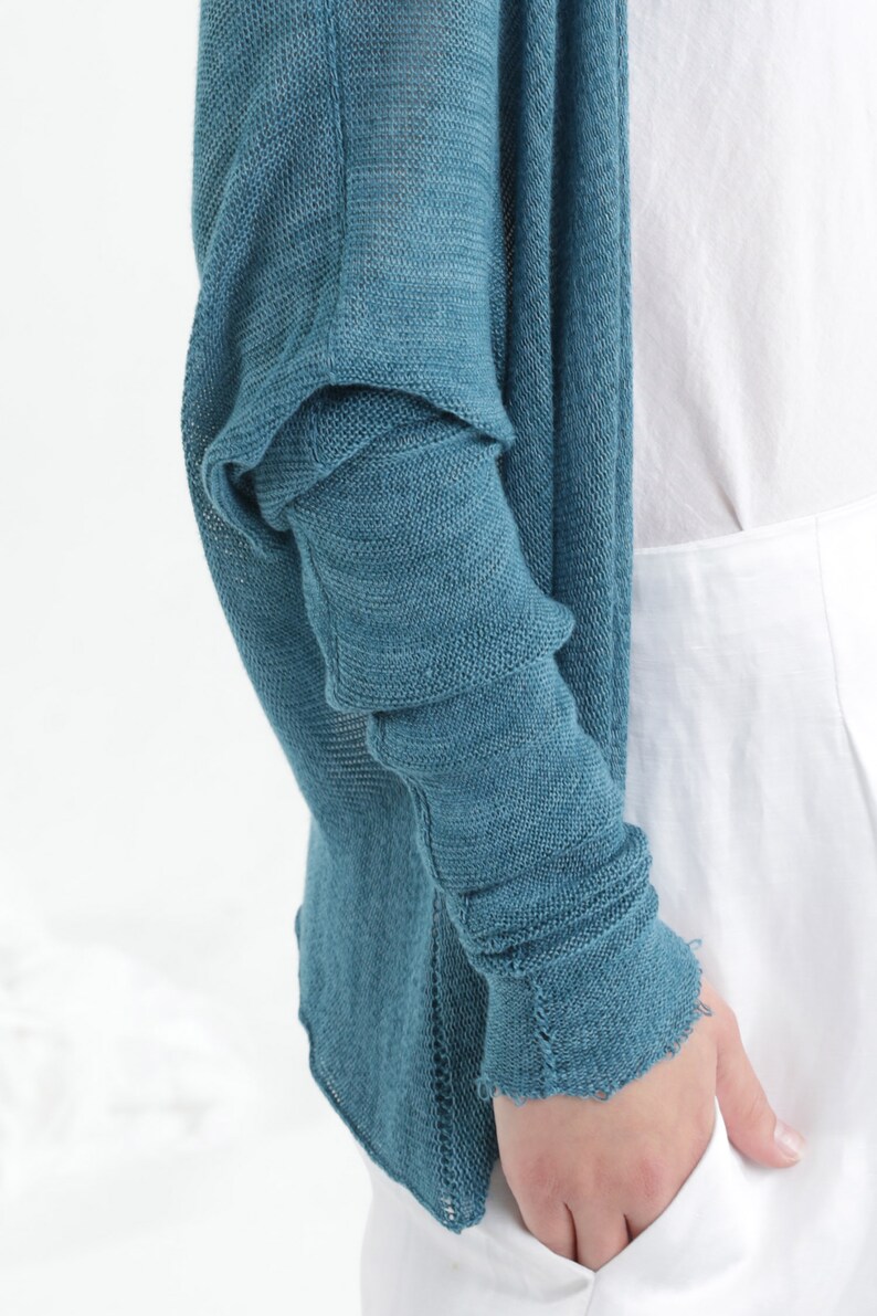 Women's Turquoise Knit Cardigan, Long Sleeve Short Cardigan ...