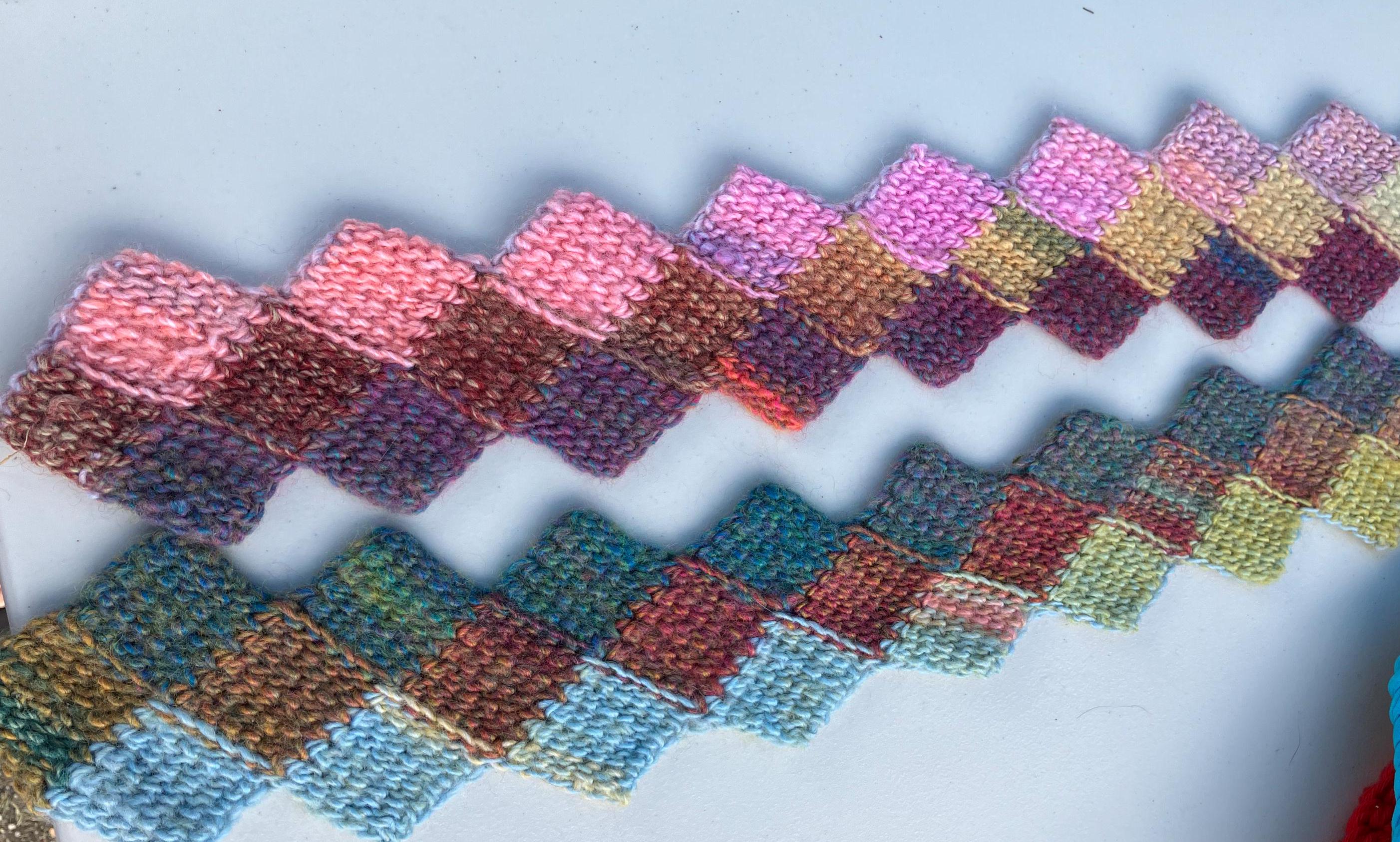 Crochet Entrelac Scarf Red Pink Gold Purple Tunisian Crochet - Etsy