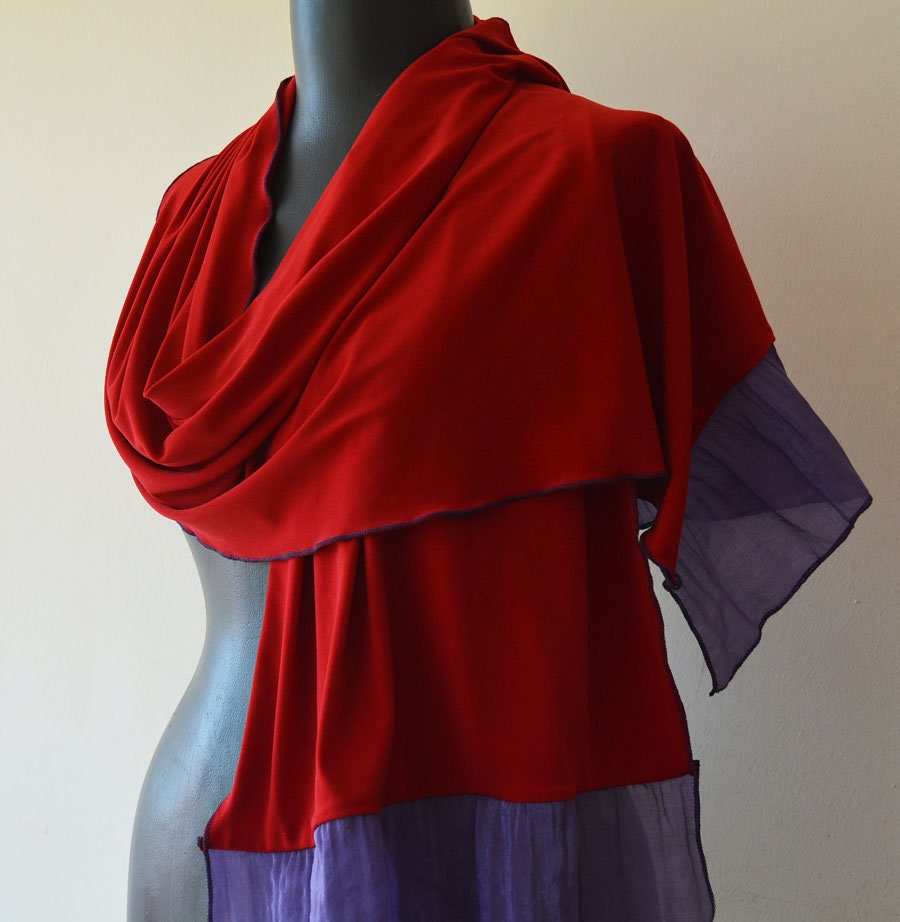 Red Rectangular Neck Scarf Long Scarf for Women Elastic - Etsy