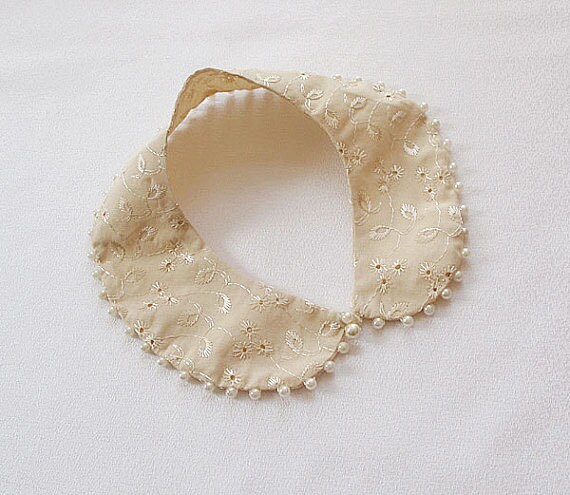 Beige, Handmade, Peter Pan Collar, Necklace, Back to School, Collar ...