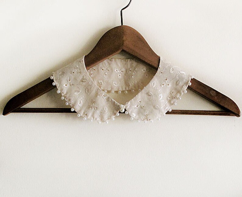 Beige, Handmade, Peter Pan Collar, Necklace, Back to School, Collar ...