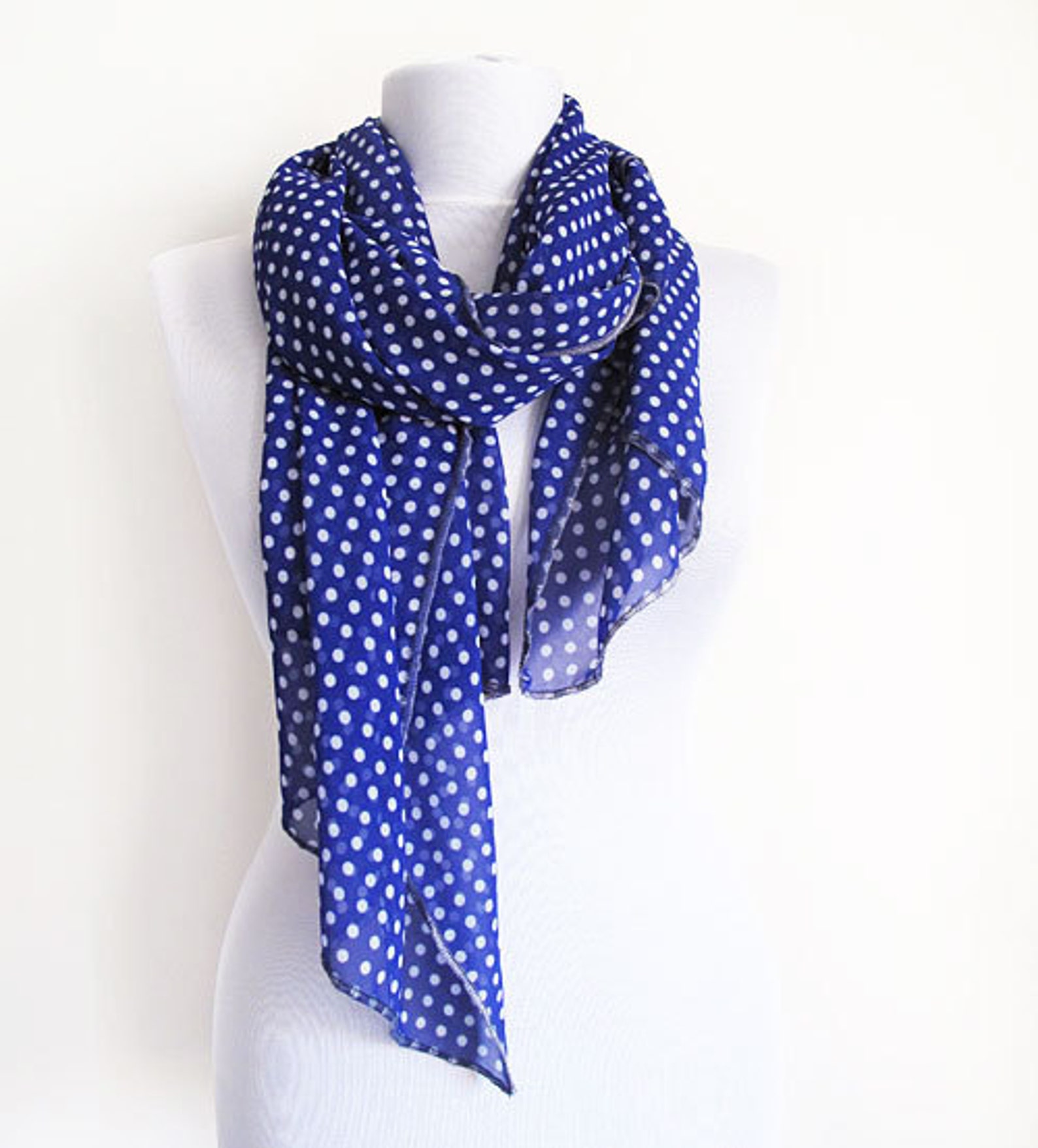 Dark Blue Scarf, Polka Dot Summer Scarf, Fashion Scarves, for Women ...