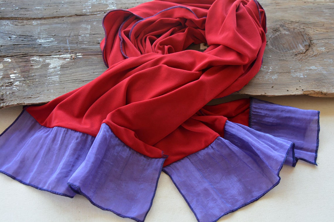 Red Rectangular Neck Scarf Long Scarf for Women Elastic - Etsy