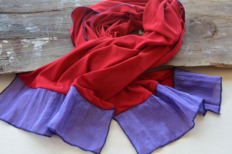 Red Rectangular Neck Scarf Long Scarf for Women Elastic - Etsy