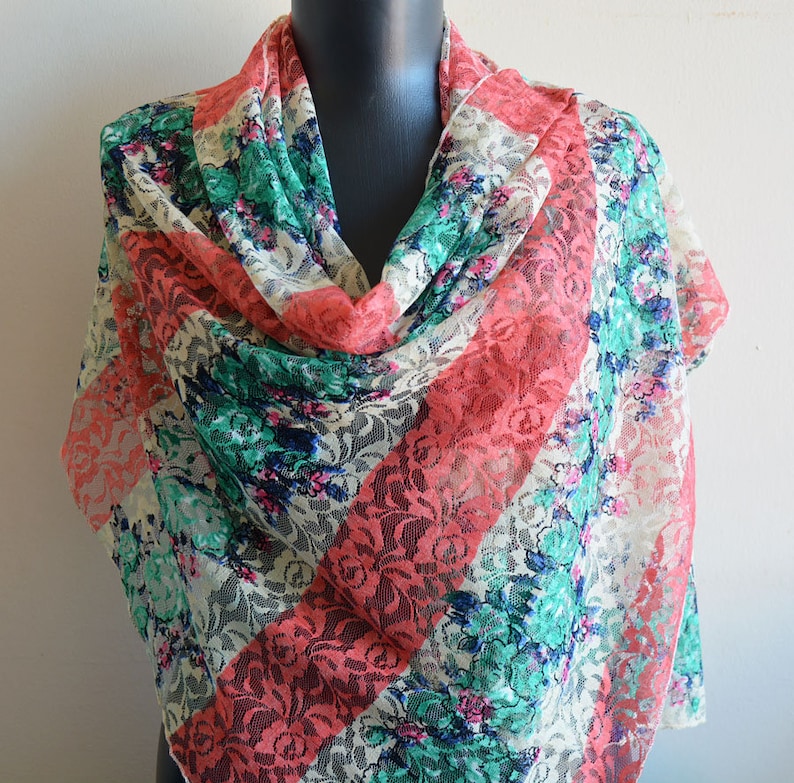 Floral Lace Shawl, Wedding Lace Scarf, Bridesmaid Shawl, Wrap Shawl ...