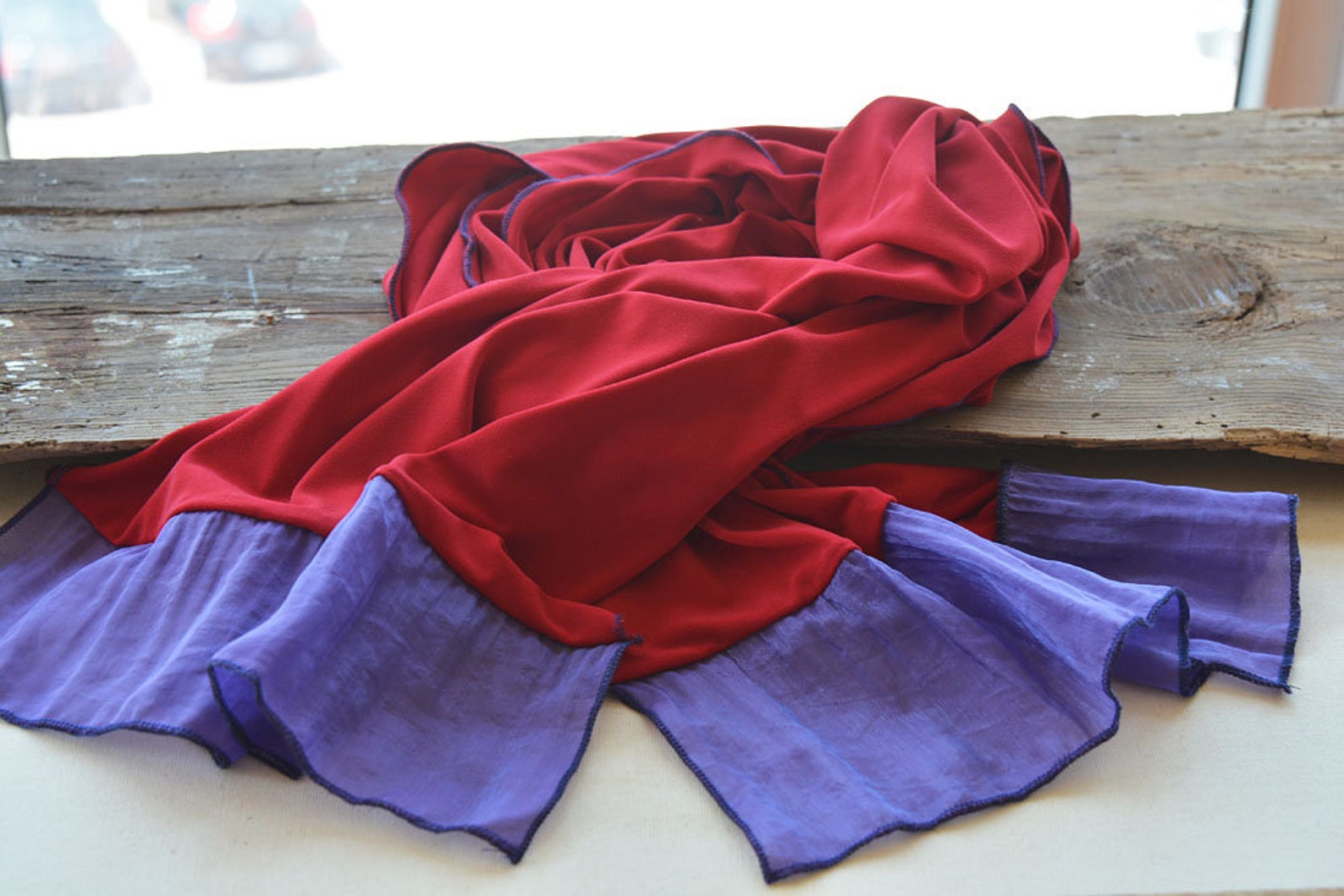 Red Rectangular Neck Scarf Long Scarf for Women Elastic - Etsy