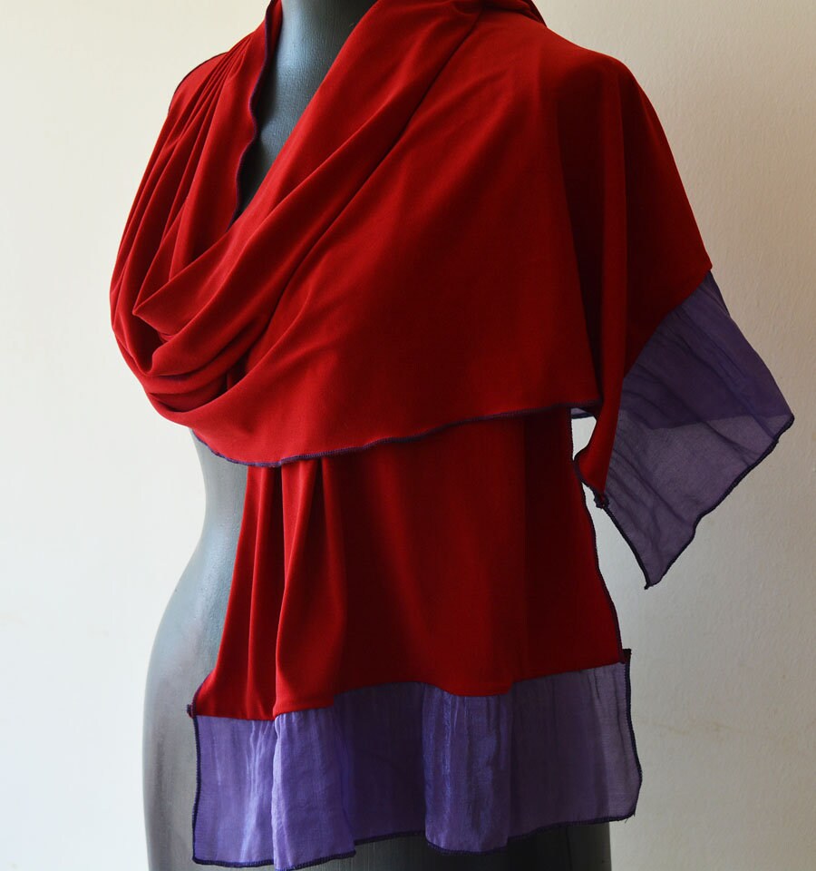 Red Rectangular Neck Scarf Long Scarf for Women Elastic - Etsy
