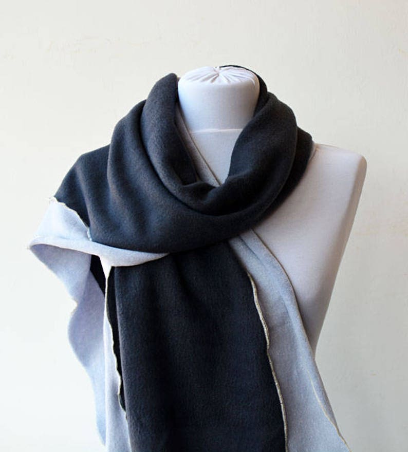 Winter Dark Gray and Light Unisex Scarf - Etsy