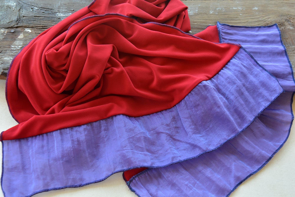 Red Rectangular Neck Scarf Long Scarf for Women Elastic - Etsy