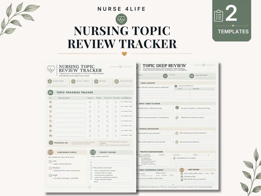 Nursing Student Study Planner & Clinical Worksheet | Digital Topic ...