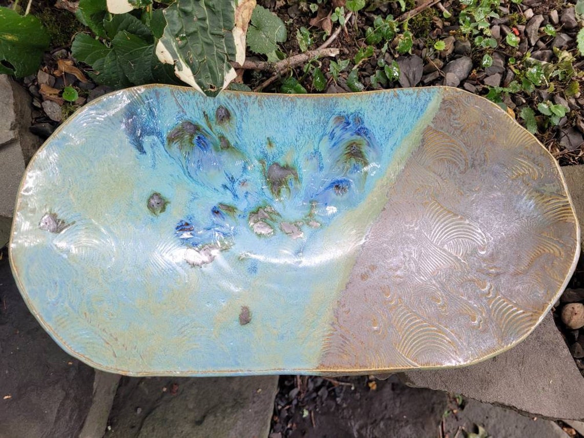 Stoneware Pottery Platter - Etsy