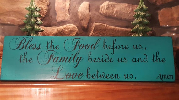 Items similar to Beautiful Dining Prayer sign Bless the Food, Family ...