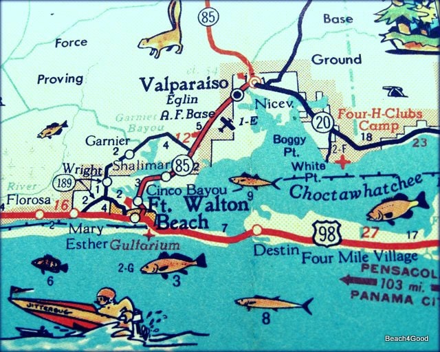 DESTIN Florida beach art Destin Map Destin FL Florida art | Etsy